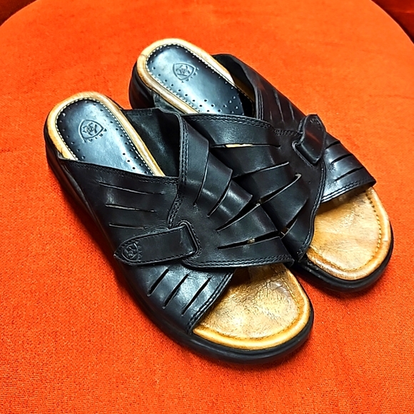 Ariat | Shoes | Ariat Black Open Toed Leather Sandal Size Womens 95b ...